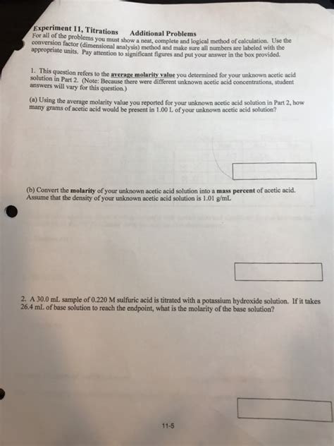 Solved Experiment Titrations Report Sheet Chegg Com