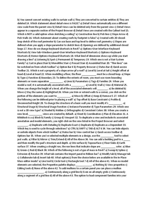Question Pdf Autodesk Revit Wall