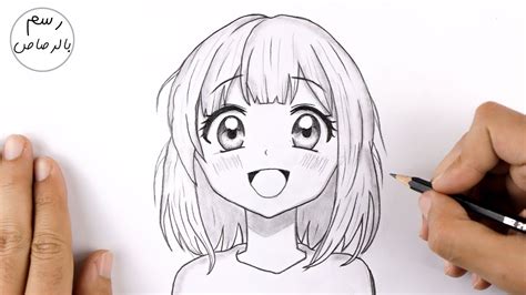 رسم انمي سهل جدا للمبتدئين بالرصاص تعلم رسم فتاة انمي جميلة كيوت و