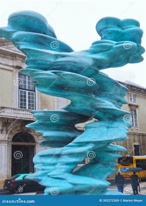 Blue Sculpture By Tony Cragg Named Runner In Lisbon Portugal Editorial Stock Image Image Of