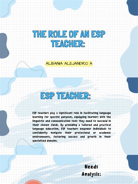 The Role Of Esp Teacher Pdf Teachers Educational Assessment