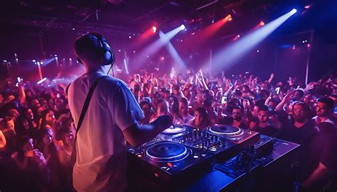 Dj는 파티에서 나이트클럽에서 트랙을 믹싱합니다 Dj 믹스 나이트 클럽 파티 배경 일러스트 및 사진 무료 다운로드 Pngtree