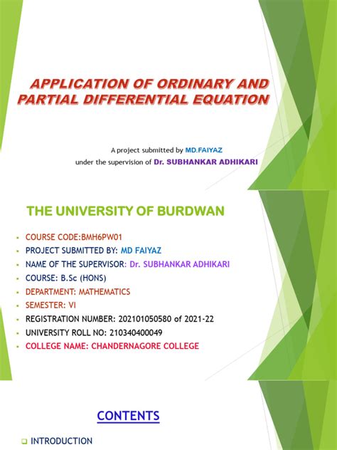 Application Of Ordinary And Partial Differential Equation Pdf