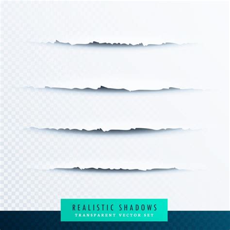 찢어진 종이 그림자 세트 프리미엄 벡터