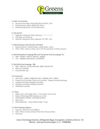 Oracle Training In Velachery Chennai PDF