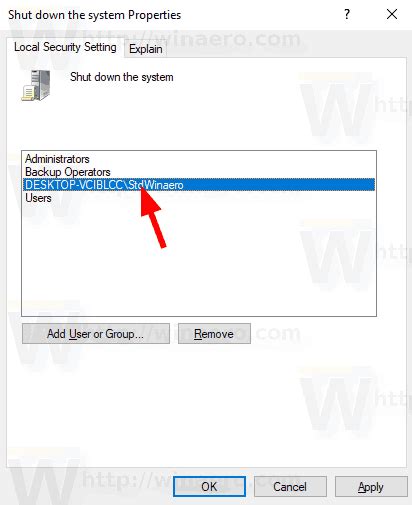 Allow Or Prevent Users Or Groups To Shut Down Windows 10