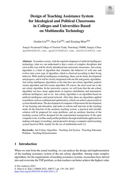 Pdf Design Of Teaching Assistance System For Ideological And