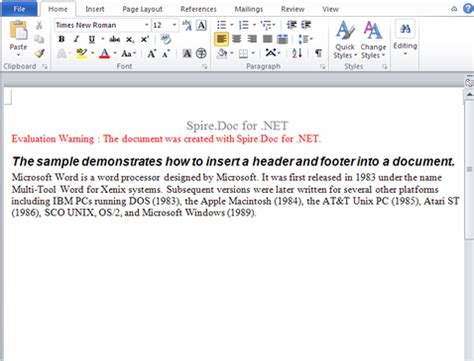 Insert Word Header And Footer With C VB NET Love Life