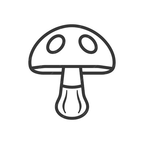 Line Art Illustration Of A Single Mushroom With A Rounded Cap And A