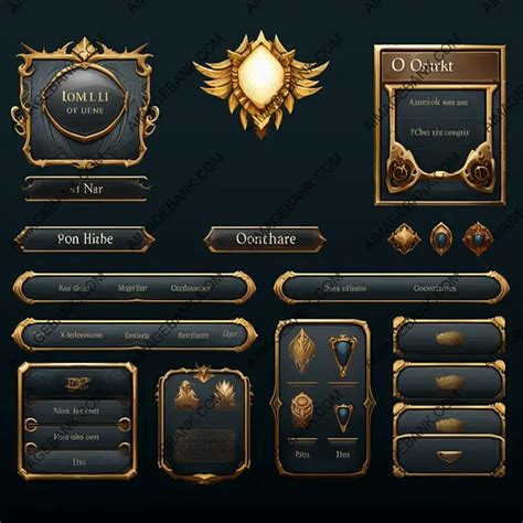 Comprehensive Sprite Sheet Of Dark Noble Ui Elements Aimagebank