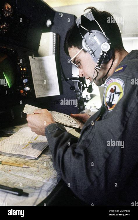 Second Lt Anthony Hingle Plots The Course Of A T 43 Navigator Training