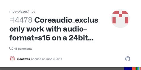 Coreaudioexclusive Only Work With Audio Formats16 On A 24bit External