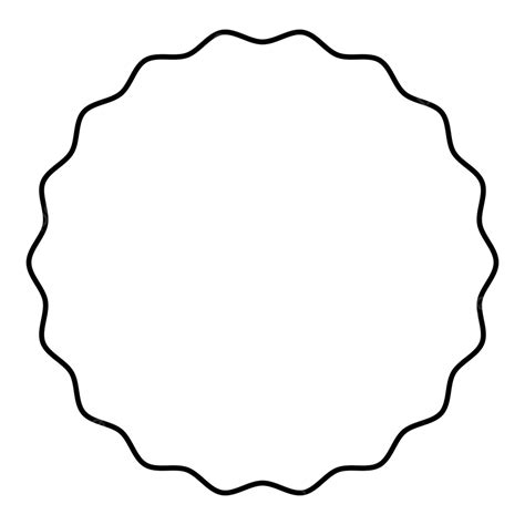 Black Circle Label With Wavy Outline Vector Icon Vector Frame Object