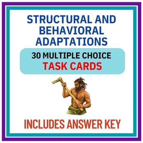 Structural And Behavioral Adaptations 30 Task Cards Grade 12