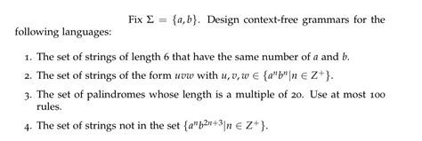 Solved Fix Σ Ab Design Context Free Grammars For The