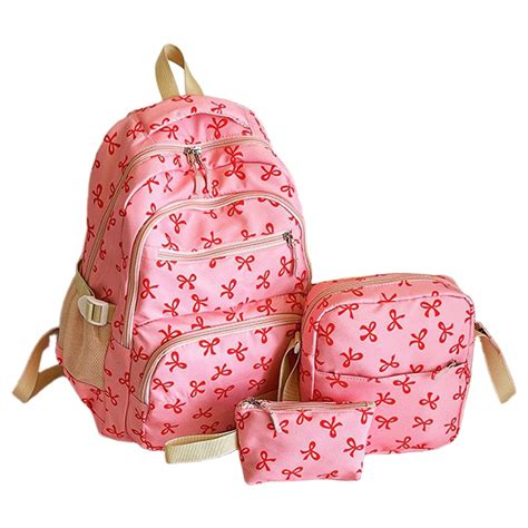 Coquette Bow Backpackbackpack3 Pcs Set Coquette Backpack With Bows Patterncute Backpackscute