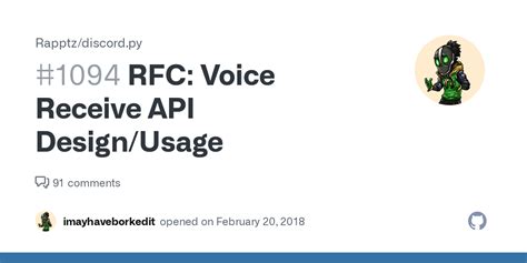 RFC Voice Receive API Design Usage Issue 1094 Rapptz Discord Py GitHub