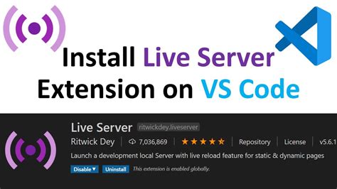 How To Install Live Server In Vs Code Liver Server Vs Code Extension Youtube