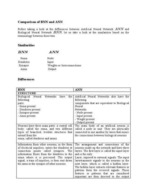 Lecture 2 1 9 Comparison Of Bnn And Ann Pdf Neuron Artificial