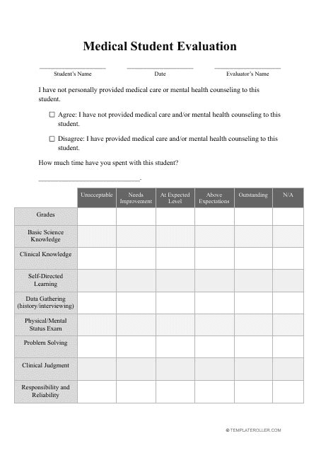 Medical Student Evaluation Form Fill Out Sign Online And Download