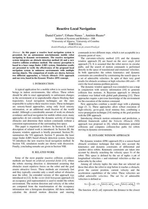 Pdf Reactive Local Navigation