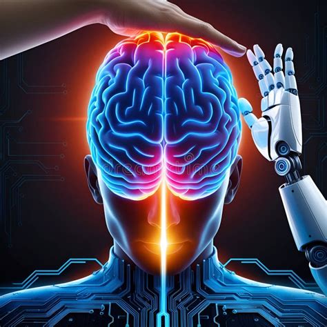 Human Hand And Robotic Hand Touching Brain Machine Learning Ai Knowledge Science And