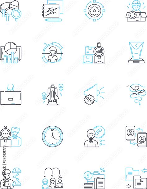 Collaborative Approach Linear Icons Set Partnership Teamwork Synergy Cooperation Alliance