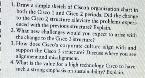 Solved 1 Draw A Simple Sketch Of Cisco S Organization Chart Chegg Com