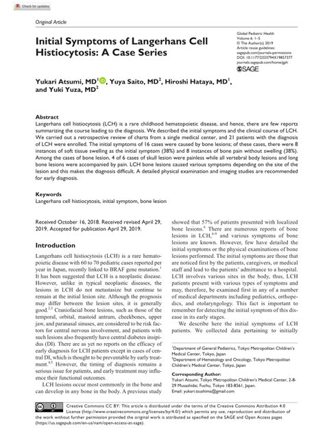 Pdf Initial Symptoms Of Langerhans Cell Histiocytosis A Case Series
