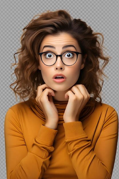 투명한 배경 생성 Ai에 고립된 충격받은 표정을 지닌 여성의 반 초상화 프리미엄 Psd 파일