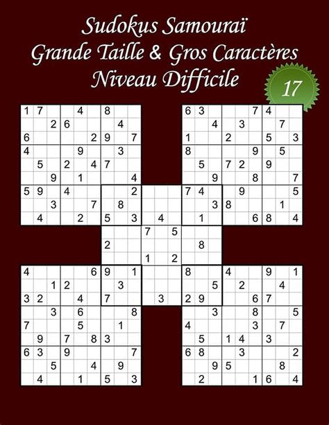 Sudoku Samouraï Difficile Sudokus Samouraï Grande Taille And Gros Caractères Niveau Difficile