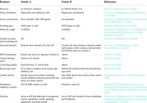 Comparisons Between Human Fetuin A And Fetuin B Download Scientific