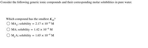 Solved Consider The Following Generic Ionic Compounds And Chegg Com
