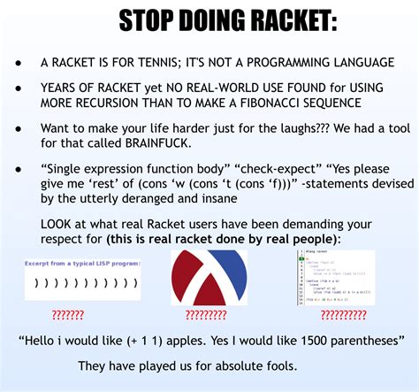 stop doing racket lisp r stopdoingscience
