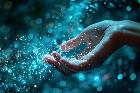premium photo digital communication technology background with hand