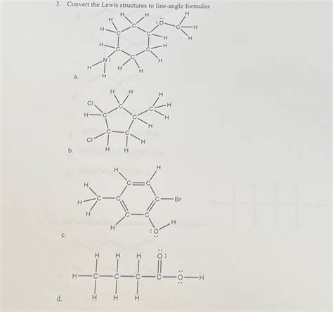 Solved 3. Convert the Lewis structures to line-angle | Chegg.com