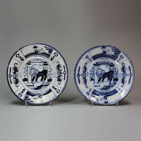 Pair Of Dutch Blue And White Delft Small Plates Bada