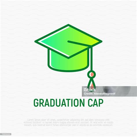 졸업 모자 얇은 라인 아이콘입니다 학교 대학 또는 대학의 상징의 현대 벡터 일러스트 레이 션 공부에 대한 스톡 벡터 아트 및 기타 이미지 Istock