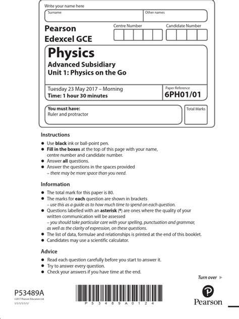 Unit1 Qp June 2017 A Level Physics Edexcel Pdf Force Magma