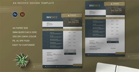 Счет Техгрупп Print Templates Включая выставленный счет и оплата Envato Elements