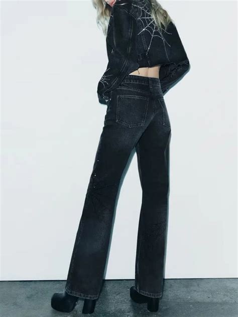 Badu Bg Нови есенни и зимни дамски прави панталони за 2023 г паяжина ярки украси широки