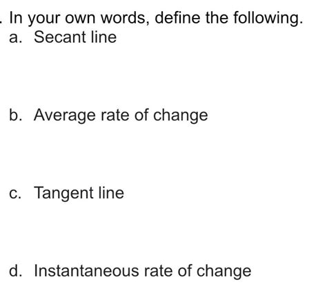 Answered In Your Own Words Define The Following A Secant Line B Kunduz
