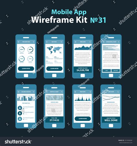 Mobile Wireframe App Ui Kit 31 Stock Vector Royalty Free 331069694 Shutterstock