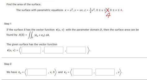 Solved Find The Area Of The Surface With Parametric