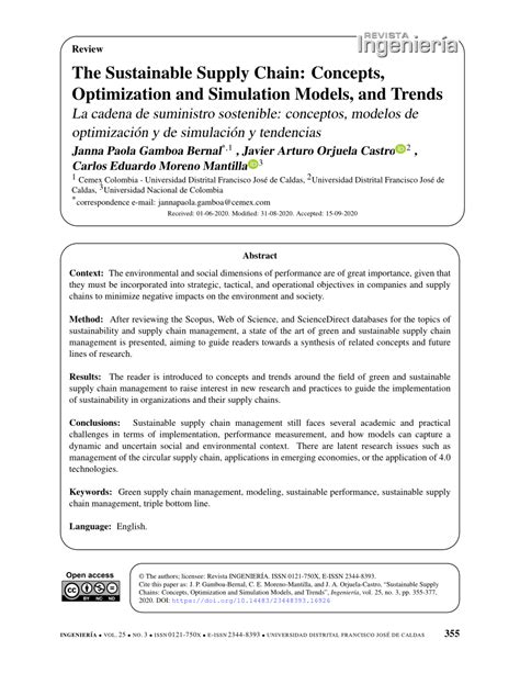 PDF The Sustainable Supply Chain Concepts Optimization And Simulation Models And Trends