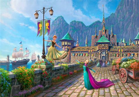 Disney Frozen Celebrating In Arendelle By Thomas Kinkade 1000 Piece