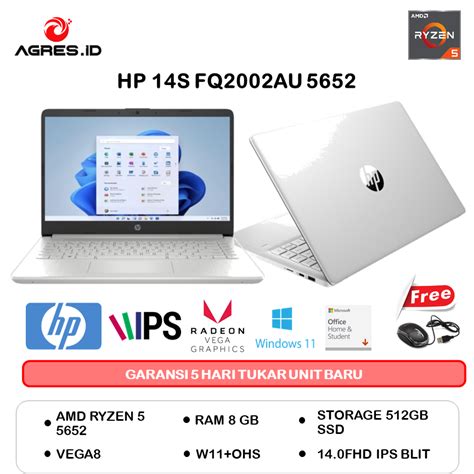 LAPTOP HP 14 FQ2002AU RYZEN 5 5652U RAM 8GB 512SSD W11 OHS 14 0FHD IPS SLV Lazada Indonesia