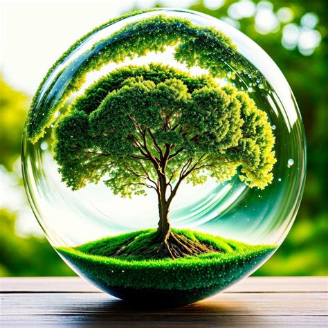 Tree Inside A Bubble Premium Ai Generated Image