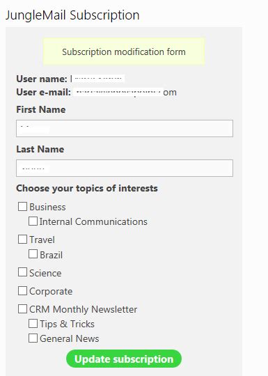 Configuring Subscription Functionality Junglemail Documentation