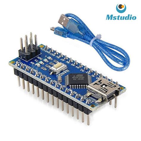 Плата Arduino Nano V30 Atmega328p Ch340 Mini Usb запаянная гребенка с кабелем Совместимость с